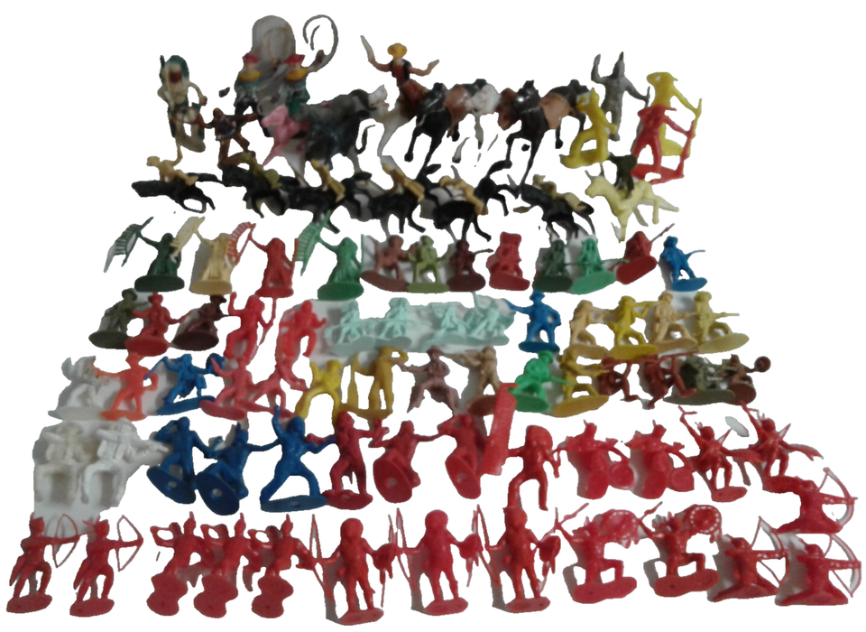 Vintage MARX Toys Soldiers, Native American Indian Warrior Figures Lot ...
