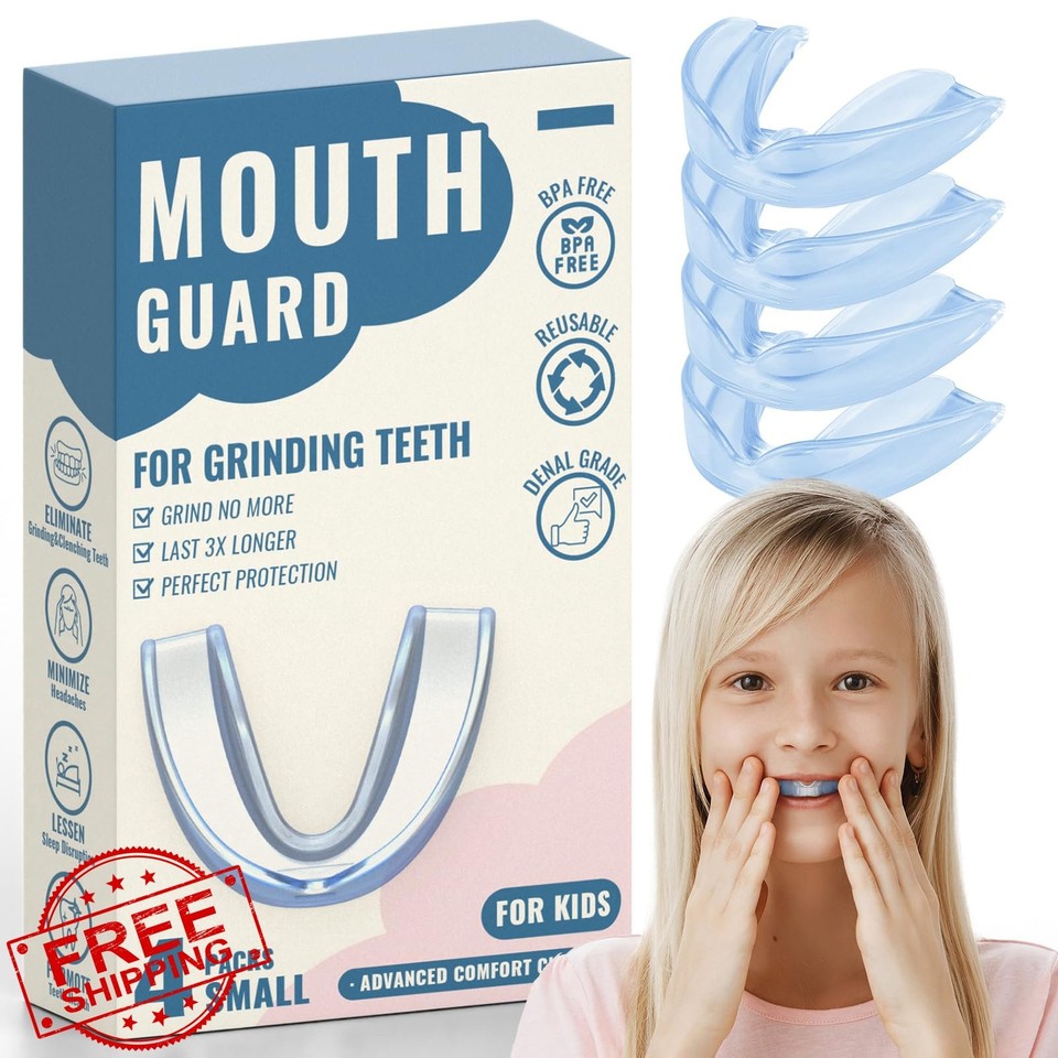 Blue Kids Mouth Guard 4 Pack Clenching Grinding Teeth Night Guard | eBay