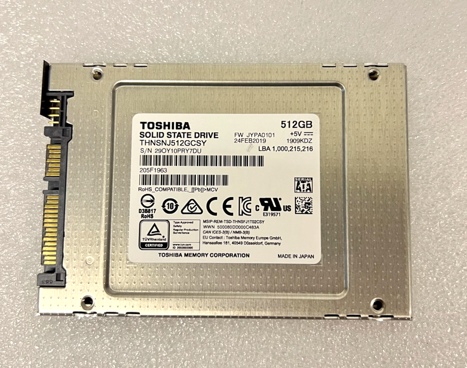 TOSHIBA 512GB SOLID STATE DRIVE 2.5" 7MM SSD THNSNJ512GCSY Fast ...