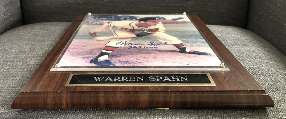 Warren Spahn Hall Of Fame HOF Autographed 8 X 10 Stacks Of Plaques ...