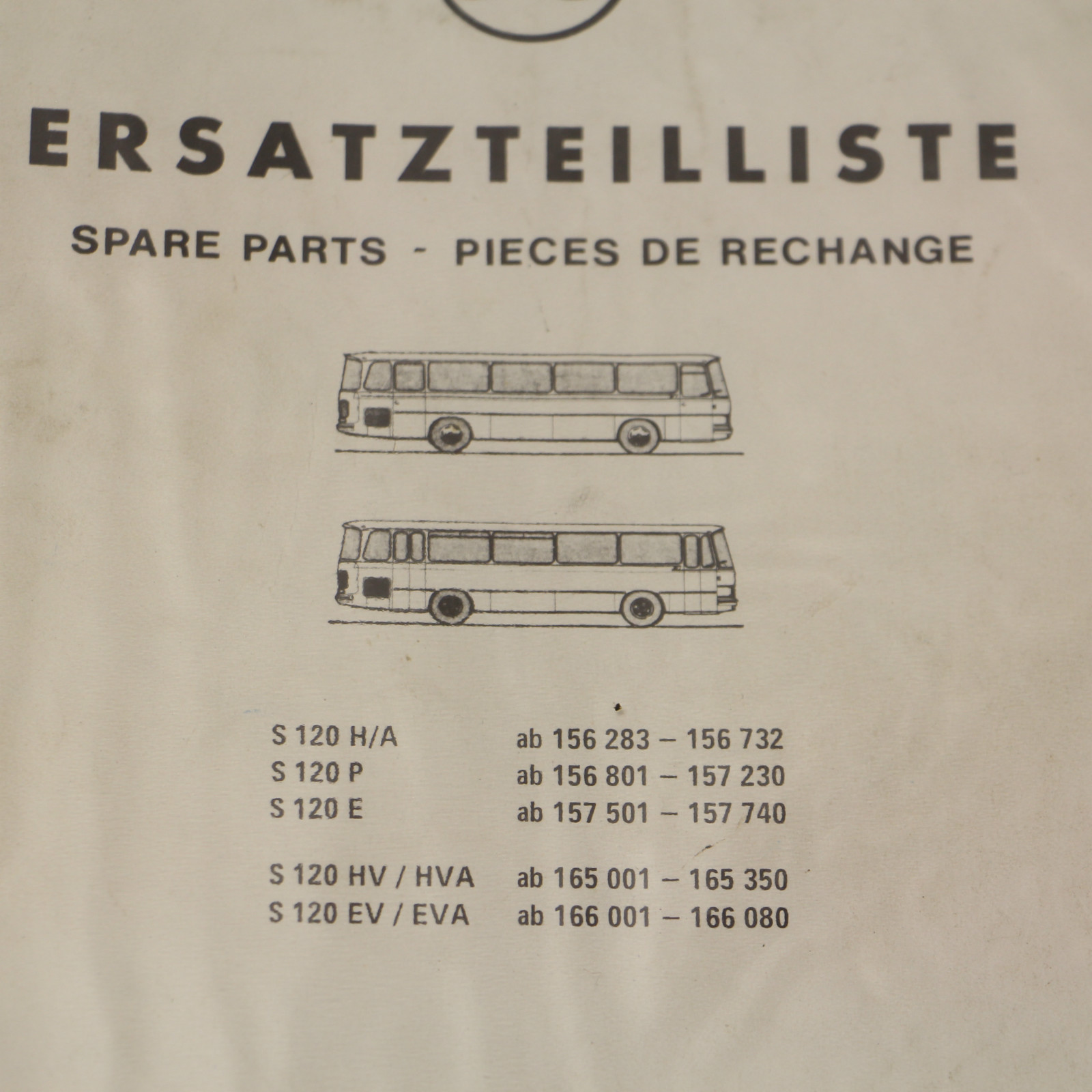 Setra Kässbohrer S120 Ersatzteilliste Ersatzteilkatalog Spare Parts ...