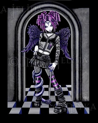 Pink Gothic Angel Art Myka Jelina Rocker Purple Snake Fairy Signed ...