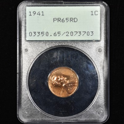 1941 PROOF LINCOLN WHEAT CENT PCGS PR-65-RD 1C RED RATTLER HOLDER ...
