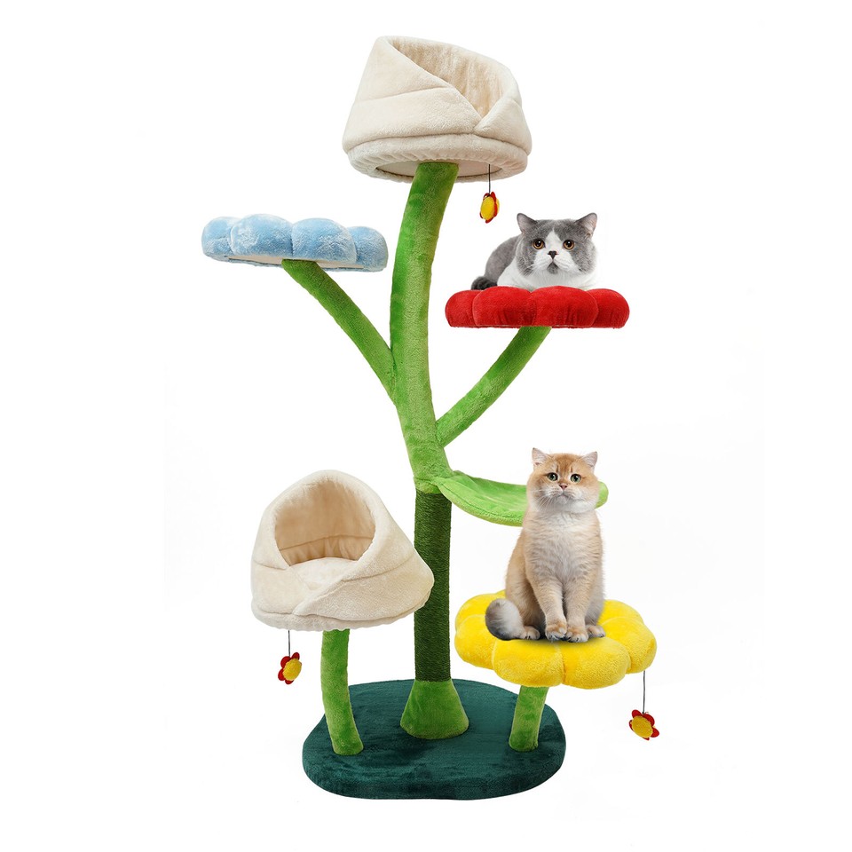 Large Cat Tree Multi-Level Tower Cat Furniture Climbing Frame Activity ...
