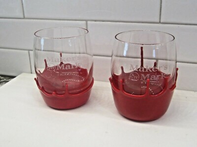 MAKERS MARK Red WAX Drip Bourbon Whiskey Rock Glass Set of 2 | eBay ...