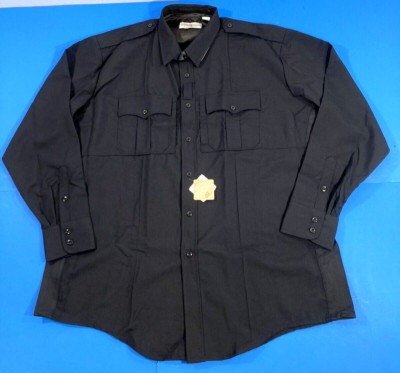 XL FLYING CROSS MENS JUSTICE POLY WOOL L/S ZIP FRONT SHIRT LAPD NAVY 17 ...