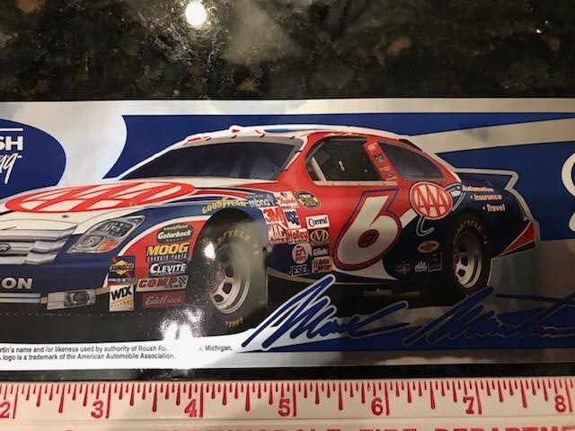 Mark Martin Roush Racing #6 AAA Bumper Sticker Silver Team Caliber Ford ...