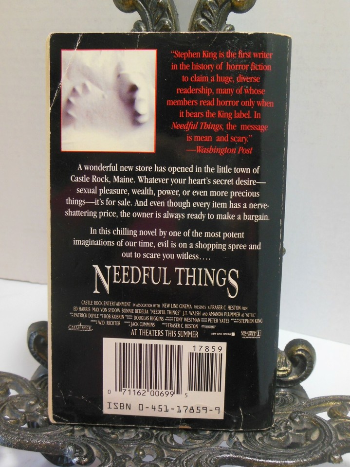 Stephen King Needful Things Movie Tie In PB Selling Your Soul Castle ...