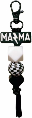 Mama Keychain Checkered Black Mom Key Ring for Car Keys Purse Backpack ...