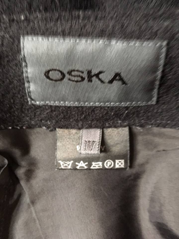 Designer OSKA Size IV (Size 14-16) Black Wool Knit Lined Midcalf Skirt ...