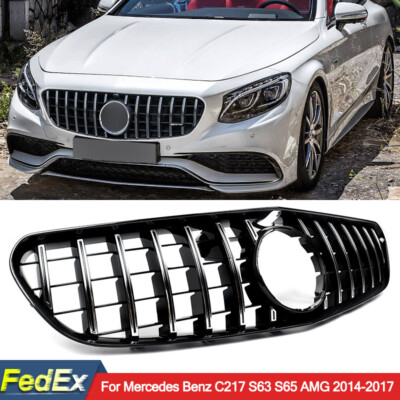 Chrome+Black Front GT Grille For Mercedes Benz C217 W217 S63 S65 Coupe ...