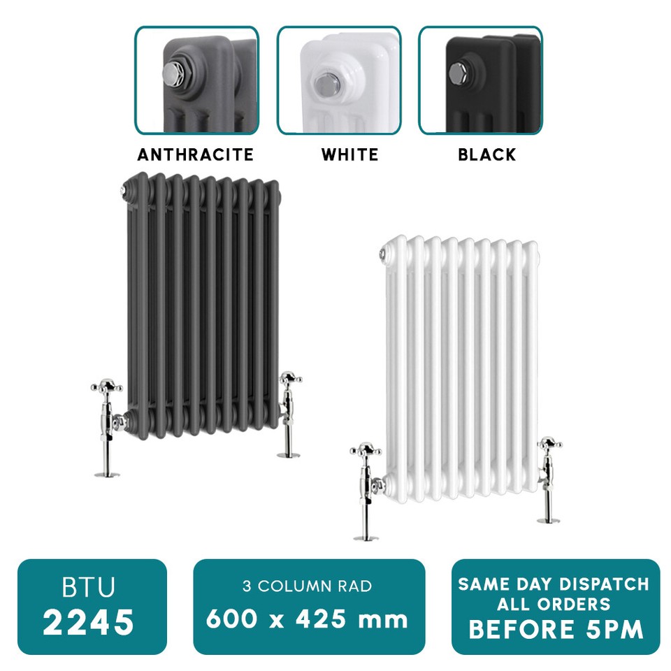 Anthracite White Black Traditional Cast Iron Style Radiator 2 3 4 ...