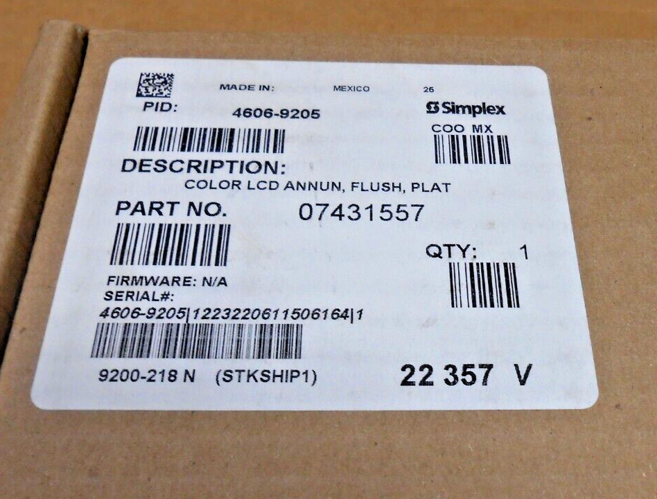 Simplex 4606-9205 - 4007es LCD Annunciator Platinum Fire Alarm for sale ...