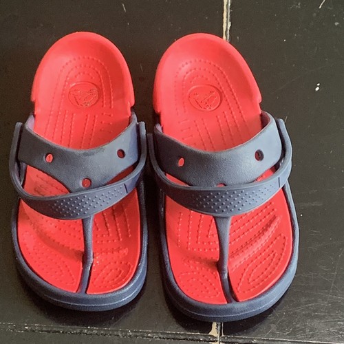 Crocs Navy Blue & Red Thong Sling-back Flip Flops Sandals Size C10 ...