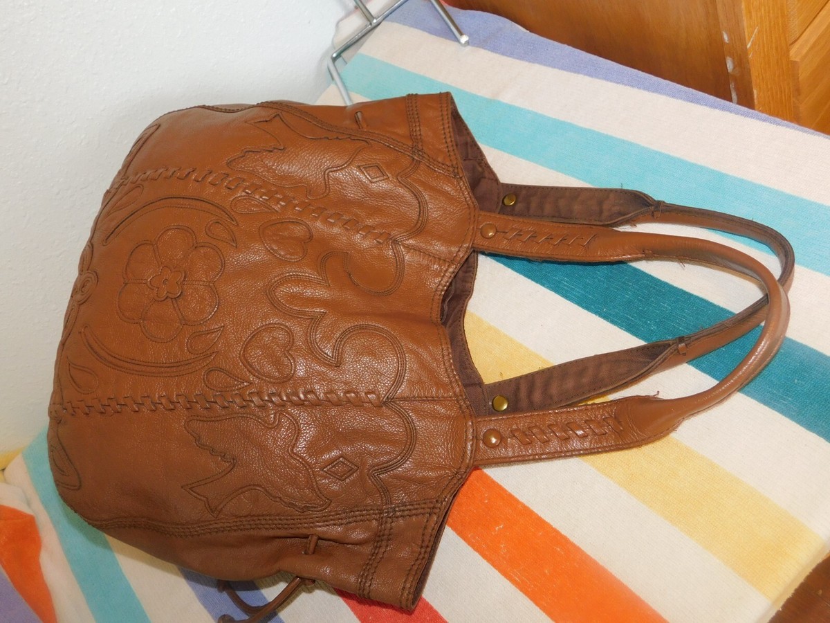 🍀 Lucky Brand DOVE & FLOWER Patchwork Tote Shoulderbag Leather