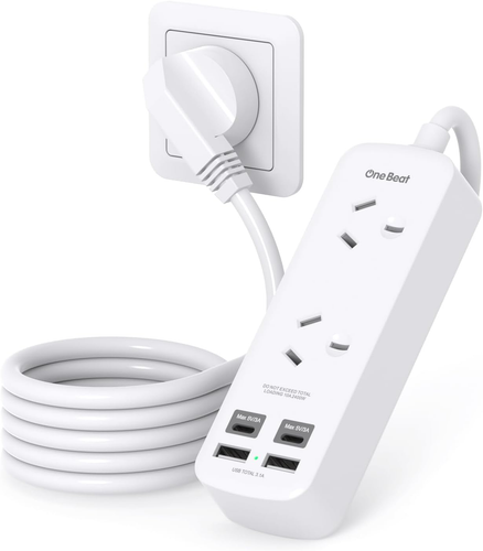 Power Board with USB C, Power Strip with 2 Outlets 4 USB Ports (2 USB C ...