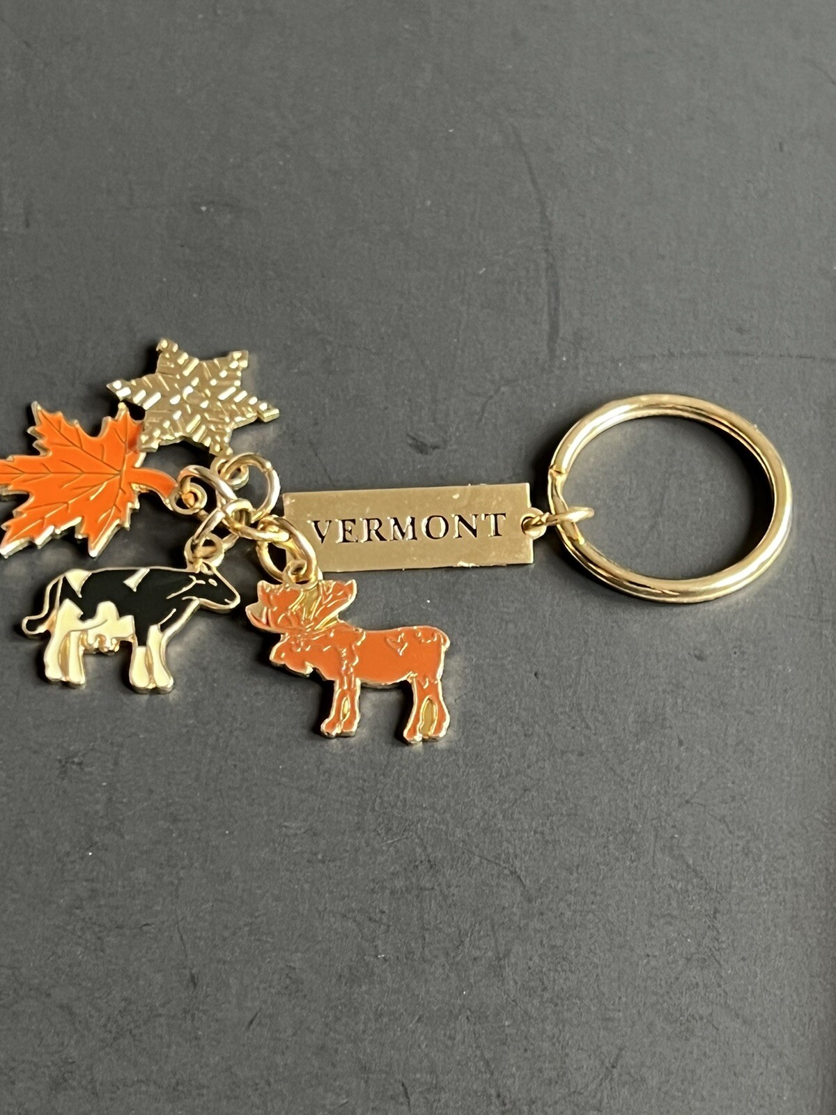 Vermont Keychain Souvenir With Almighty Buck, Cow, Leaf & Snowflake ...