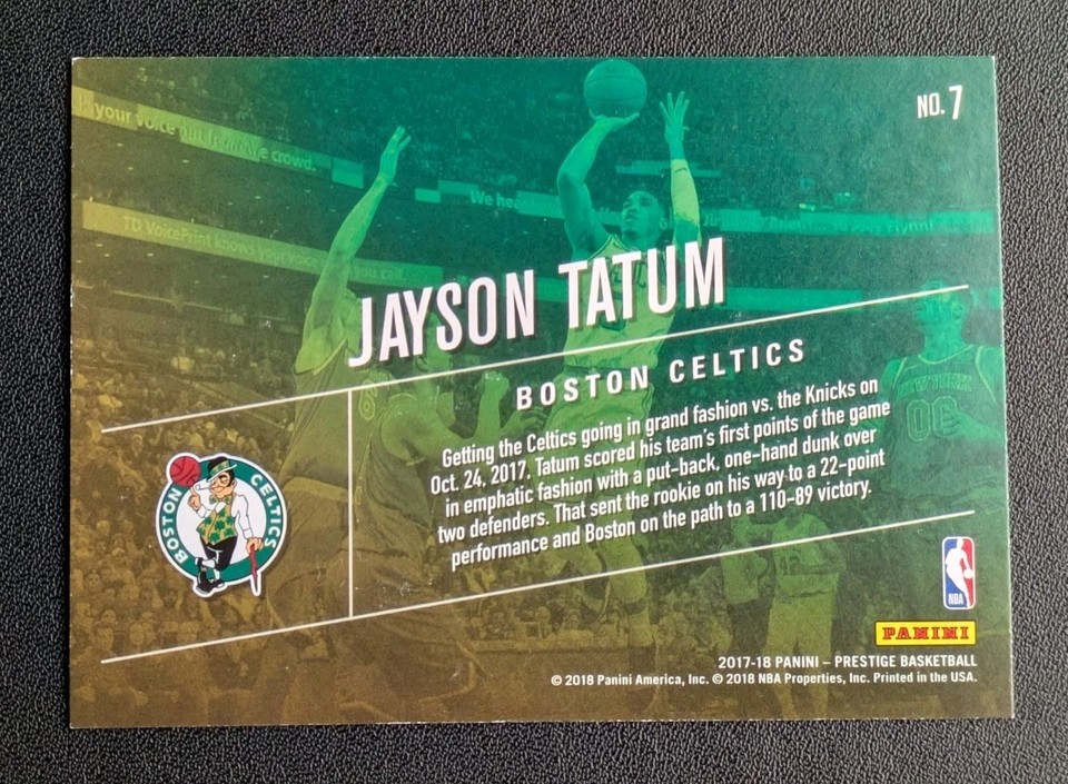 2017 Panini Prestige Jayson Tatum #7 Rookie Card Highlight Reel Boston ...