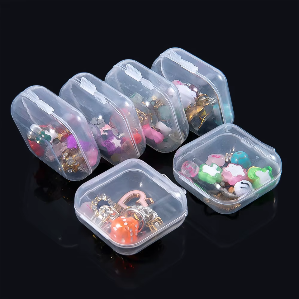 Mini Clear Plastic Small Earplug Box Jewelry Storage Container Square ...