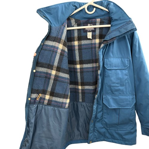 VINTAGE Woolrich Jacket Mens Medium Blue Flannel Lined Barn Coat Field ...