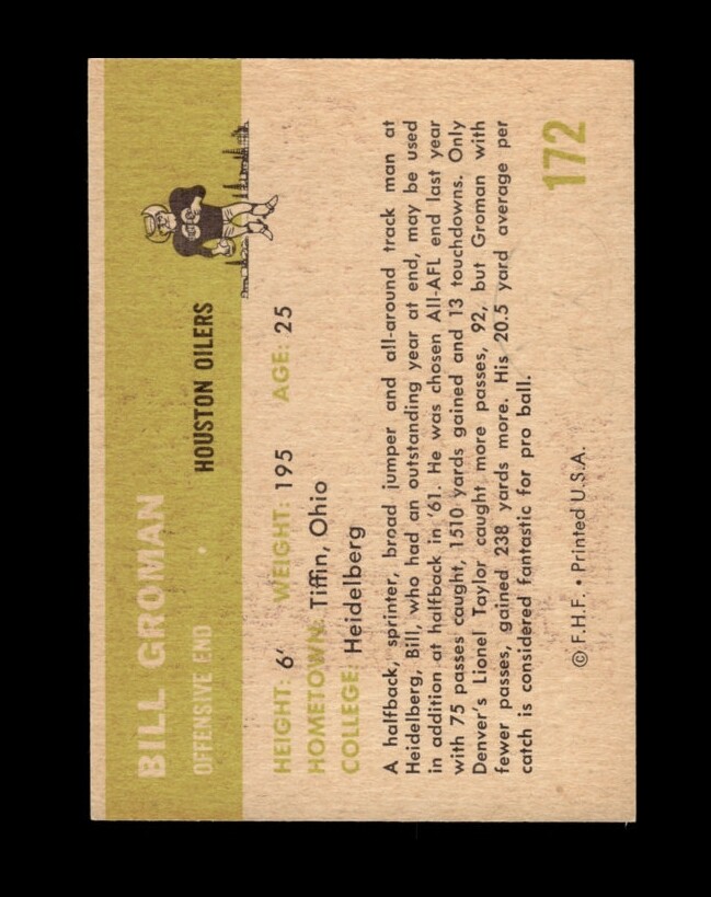 1961 Fleer Set-Break #172 Bill Groman NM-MT OR BETTER *GMCARDS* | eBay
