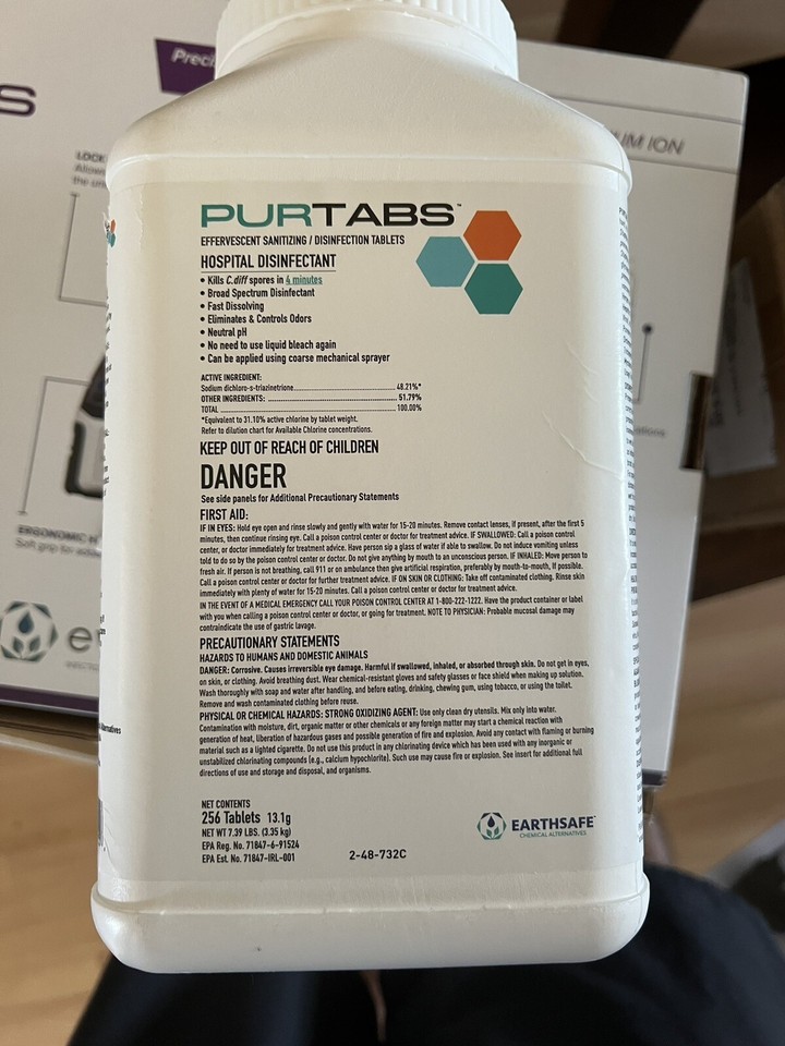 Purtabs Hospital Disinfectant/Disinfection Tablets-256 Tablets 13.1g ...