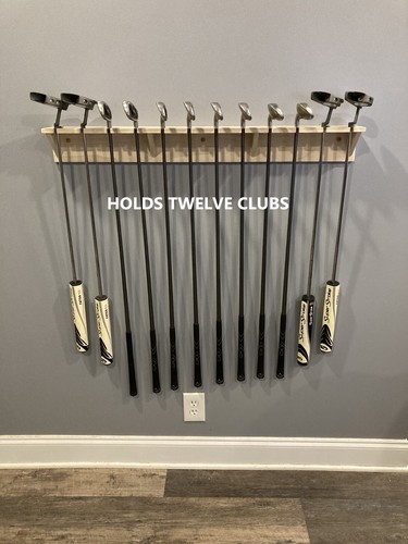 Golf Club Wall Mounted Display Rack Shelf 12 Club Holder or 4 Ball Cap ...