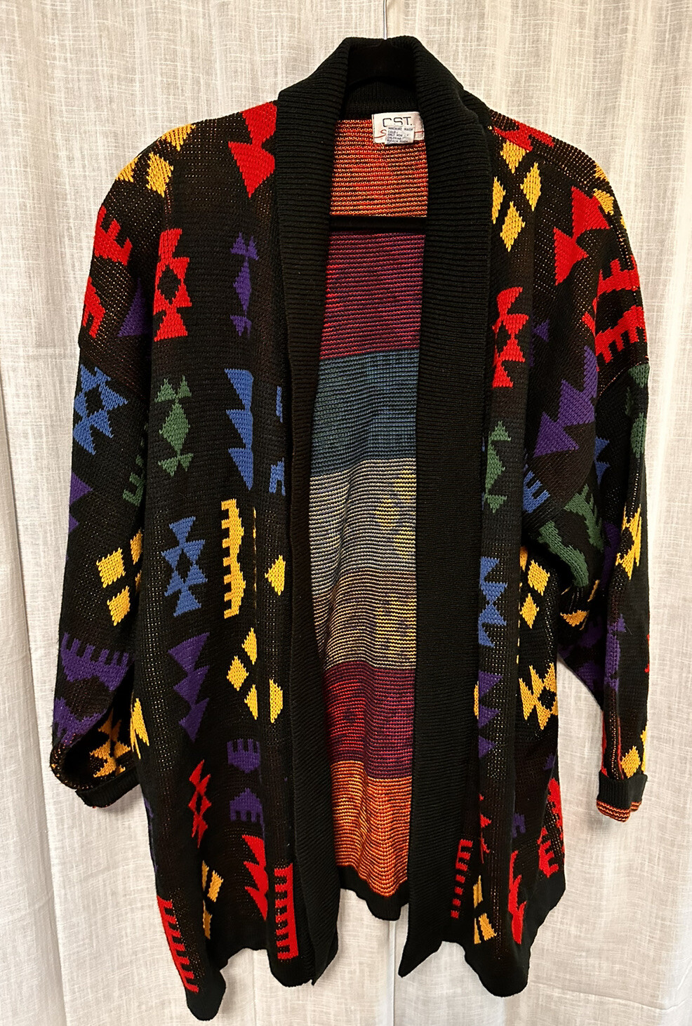 Vintage CST Studio Aztec Long Line Cardigan Sweater C… - Gem