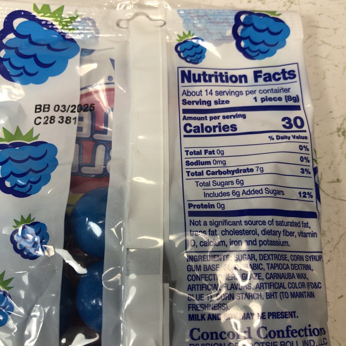 Double Bubble Gum Ingredients Label