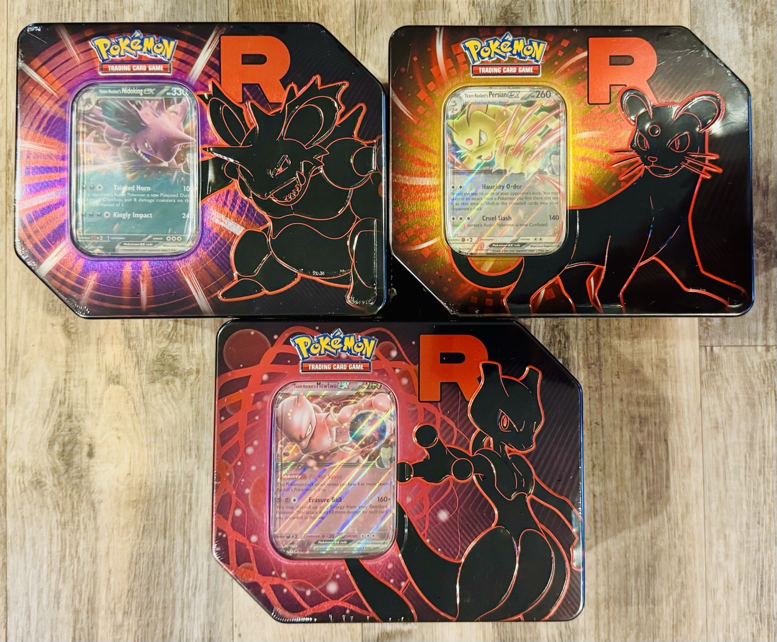 Destined Rivals Team Rocket Tins (Mewtwo, Nidoking, Persian) Set of 3 ...