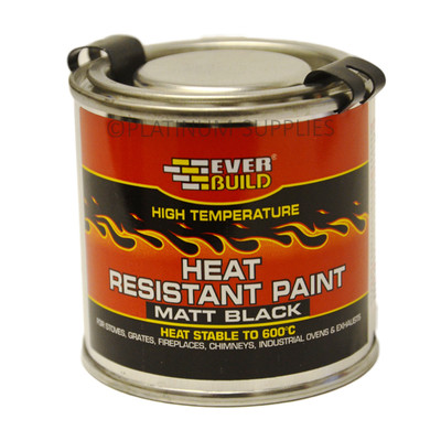 HEAT RESISTANT PAINT 125ML EVERBUILD BLACK HIGH TEMPERATURE FIRE OVENS ...