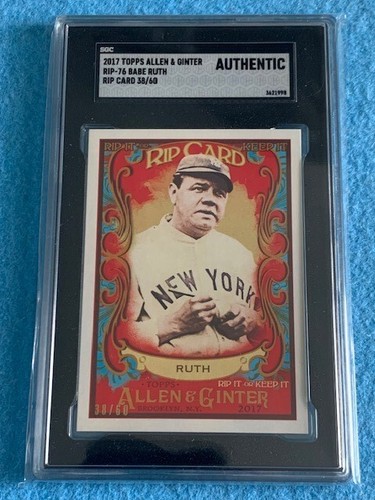 2017 Topps Allen & Ginter RIP-76 Babe Ruth RIP Card 38/60 SGC A | eBay