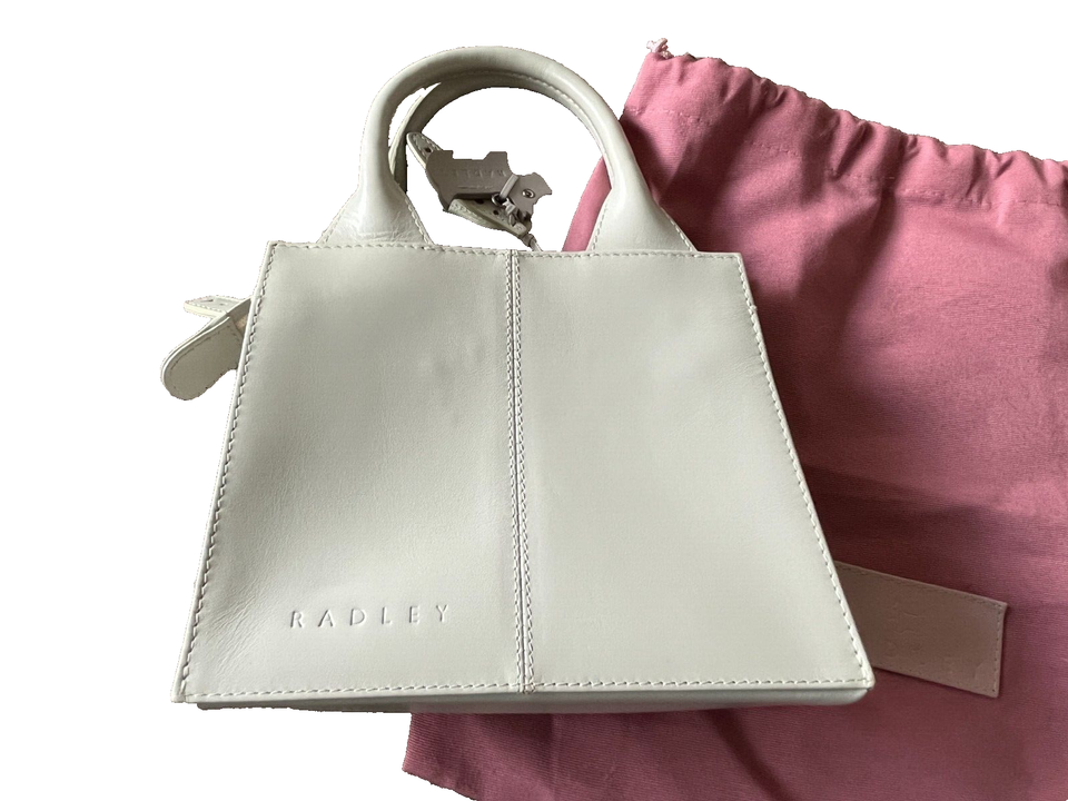 Radley Small Tote Handbag Grey Cut Out Dog on the Front Pink Dust Bag ...