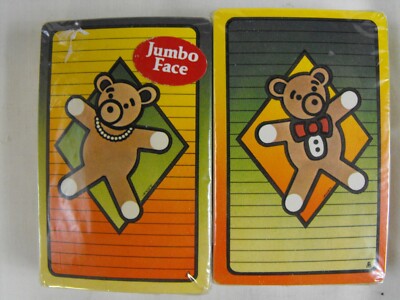 NEW 2 Packs of Jumbo Face Teddy Bear Playing Cards - Plastic Coated by ...
