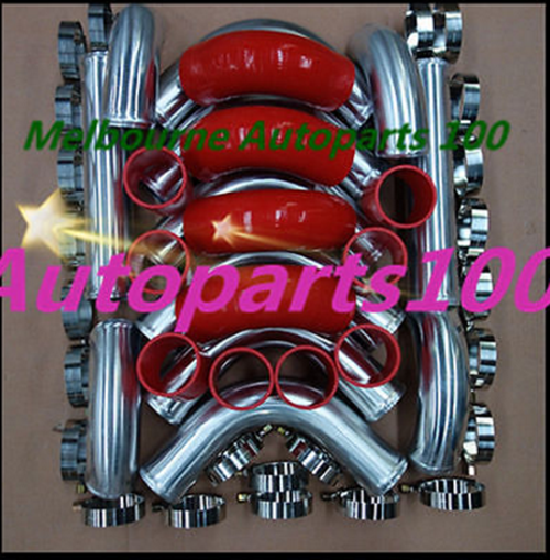 2.25" 57mm Aluminum Universal Intercooler Turbo Piping Red hose T-Clamp ...