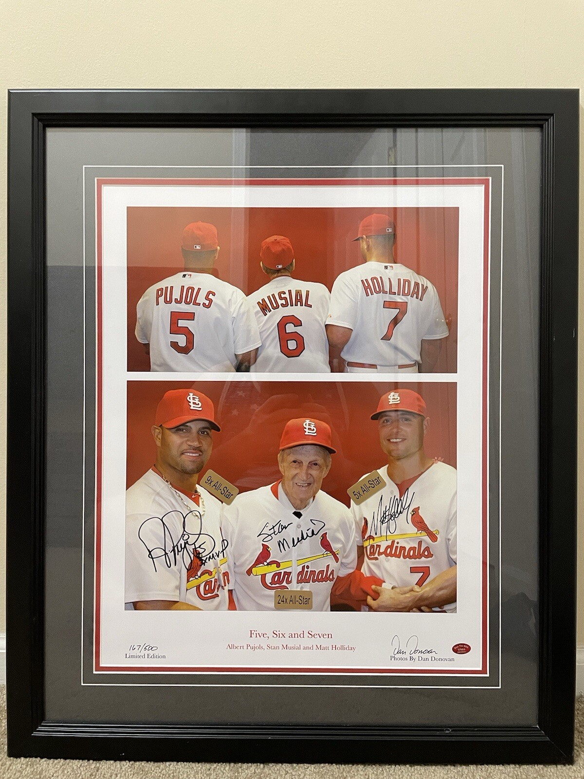 Albert Pujols Stan Musial Matt Holliday Triple Signed 5-6-7 Photo STL ...