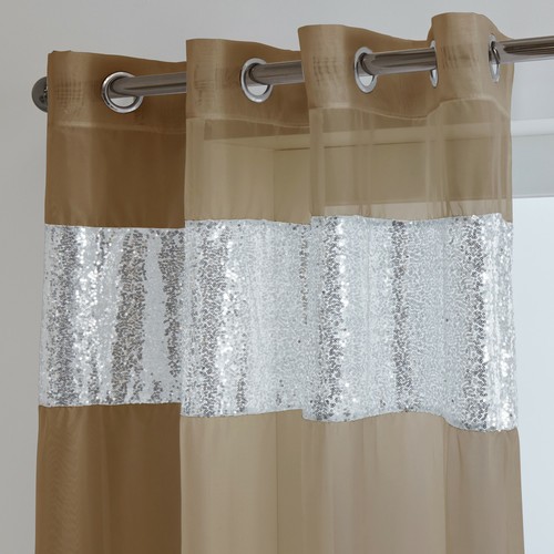 Sparkle Voile Eyelet Curtain Panel With Luxurious Sequin Border | eBay UK