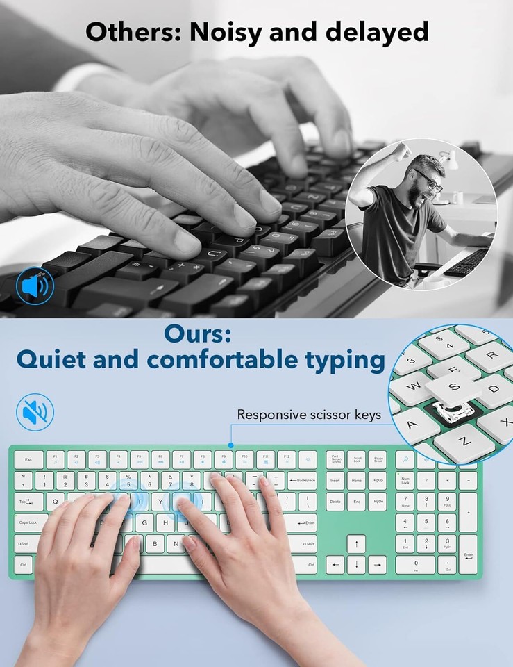 2.4GHz WisFox Wireless Keyboard Lag-Free Ultra Slim Keyboard for ...