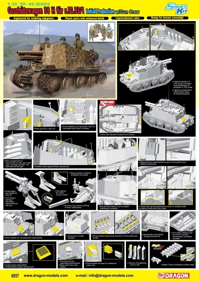 Dragon #6857 1/35 Geschutzwagen 38 H fur s.IG.33/1 Initial Production w ...