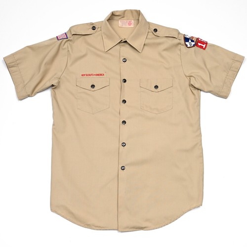 Boy Scouts of America Shirt Mens Large Tan Uniform Short Sleeve Outdoor ...
