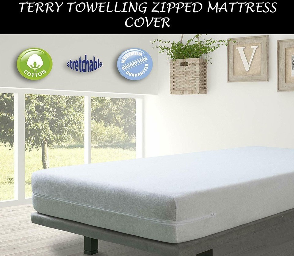 Zipped Cover Anti Bed Bug Mattress Protector Total Encasement Double ...