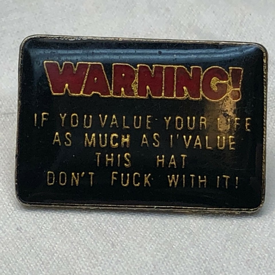 Warning Hat Pin 1" | eBay