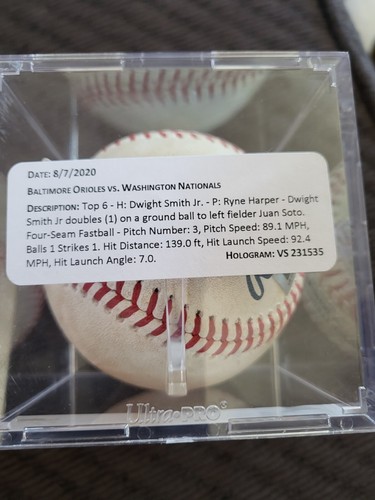 DWIGHT SMITH JR GAME USED BASEBALL DOUBLE MLB AUTHENTICATED JUAN SOTO ...