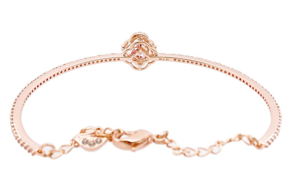 New SWAROVSKI Rose Gold Sparkling Dance Pink Clover Bangle Bracelet ...