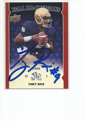 TONY RICE Autographed Signed 2013 Upper Deck card Notre Dame Irish ...