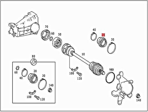 Genuine MERCEDES Sl Slc C215 C216 Plugged-in propeller shaft Boot ...