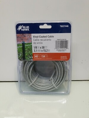 Blue Hawk 50-ft Weldless Galvanized-Vinyl Coated Steel Cable 1/8" x 50 ...