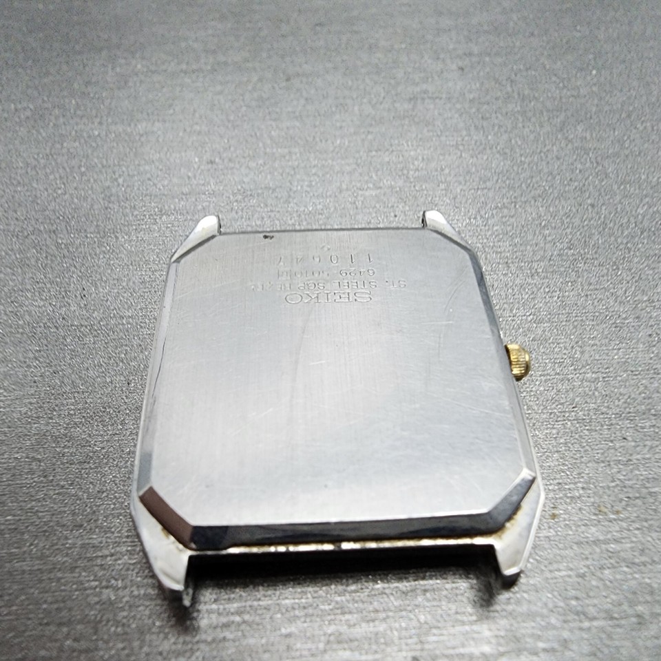 Seiko Tank Watch Men 28mm White Dial Two Tone Rectangle Date 6429-5010 ...