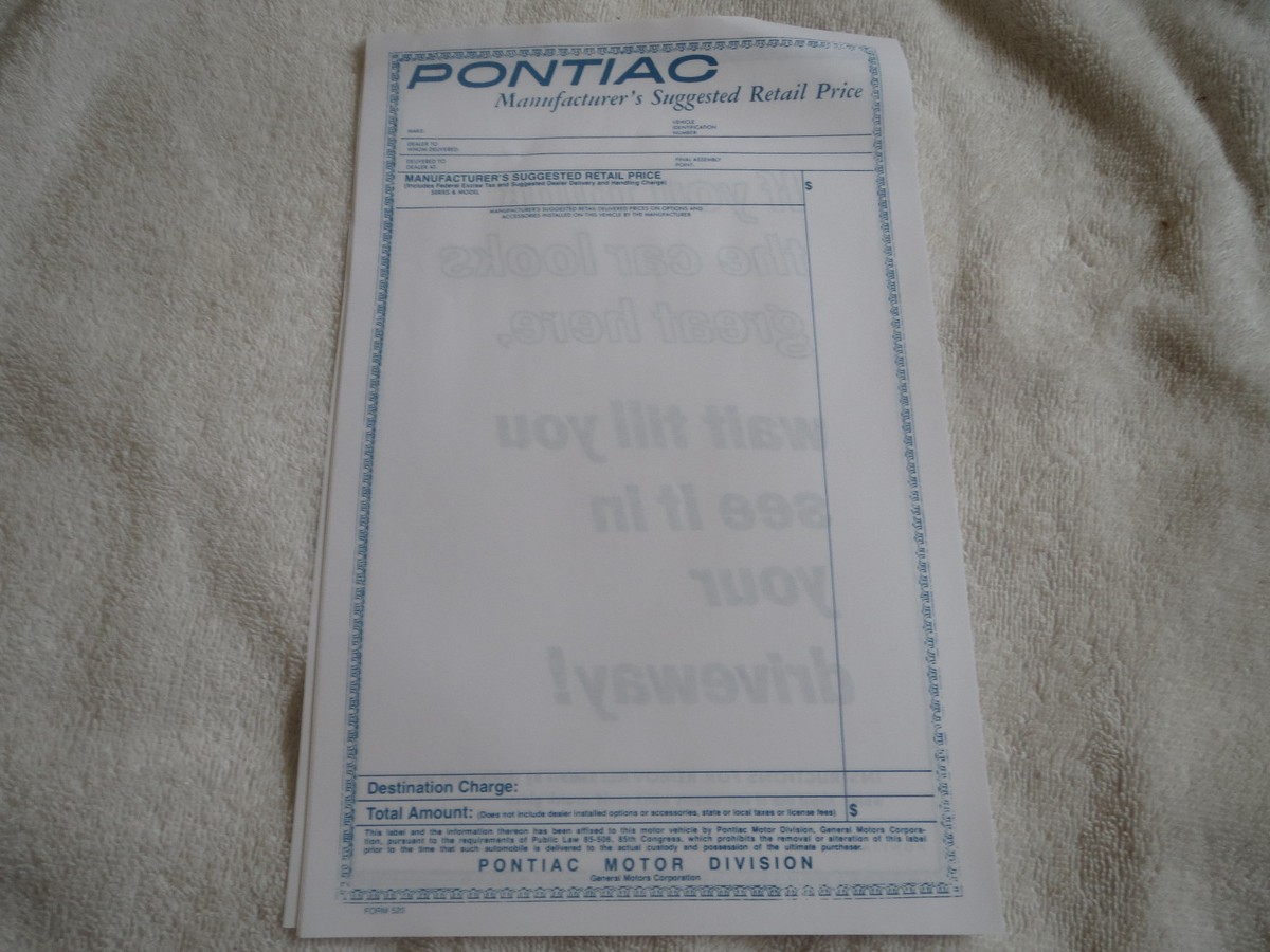 1965 Gto Window Sticker 1965 Pontiac GTO | RK Motors Classic Cars And