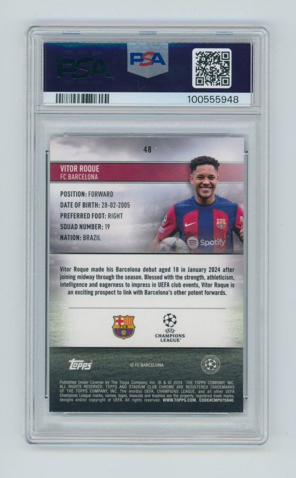 2023-24 Vitor Roque Topps Stadium Club Chrome Gold Rookie Card 26/50 ...